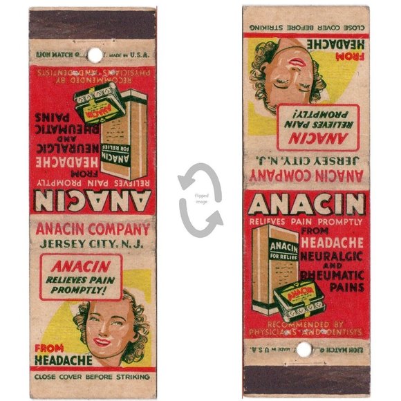 Vintage | Other | Vintage Matchbook Cover Anacin Company Jersey City Nj ...